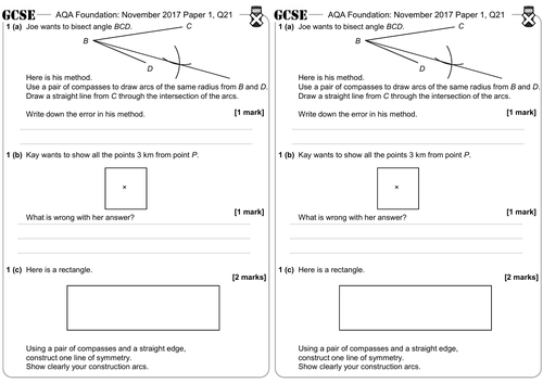 Bisectors & Loci - GCSE Questions - Foundation - AQA | Teaching Resources Bisectors & Loci - GCSE Questions - Foundation - AQA | Teaching Resources