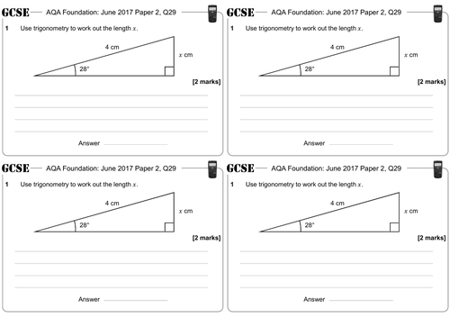 Trigonometry - GCSE Questions - Foundation - AQA | Teaching Resources Trigonometry - GCSE Questions - Foundation - AQA | Teaching Resources