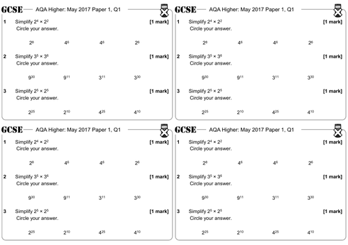 Evaluating Indices Gcse Questions Higher Aqa Teaching Resources