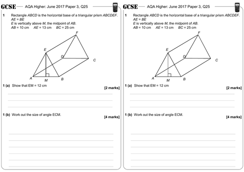 Problems With Pythagoras & Trigonometry - GCSE Questions - Higher - AQA ... Problems With Pythagoras & Trigonometry - GCSE Questions - Higher - AQA ...