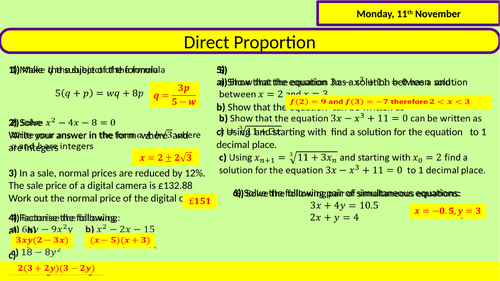 Direct Proportion (including tables) | Teaching Resources