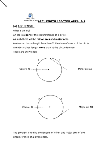 Arc length - sector area | Teaching Resources