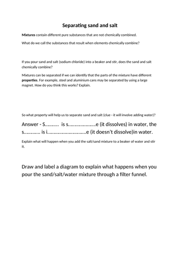 Separating sand and salt | Teaching Resources