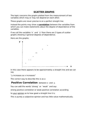 Scatter graphs (9-1) | Teaching Resources