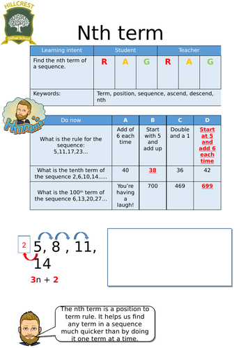 Nth term Worksheet | Teaching Resources
