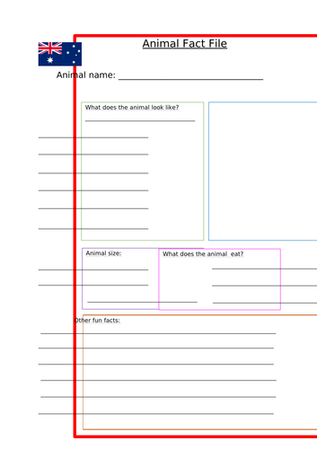 Australian animal fact file template | Teaching Resources
