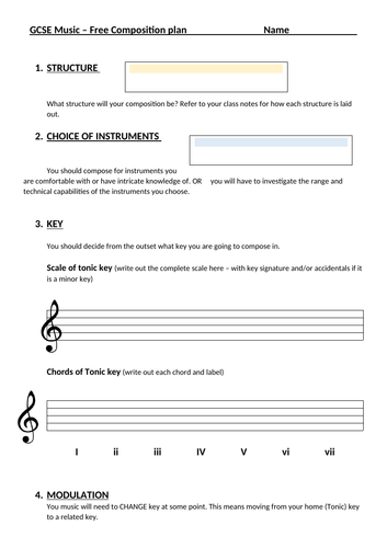 GCSE Music Free Composition Plan | Teaching Resources