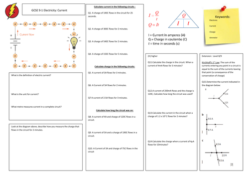 Charge current time worksheet | Teaching Resources