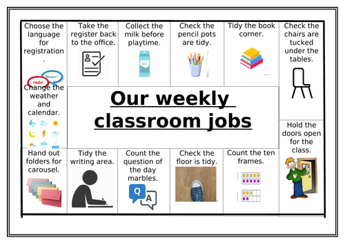 A3 Classroom Jobs List | Teaching Resources