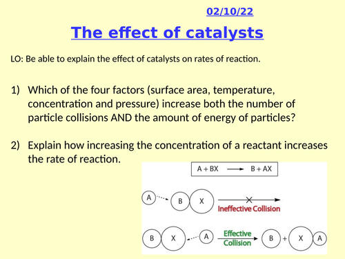 C8.5 The effect of catalysts (AQA) | Teaching Resources