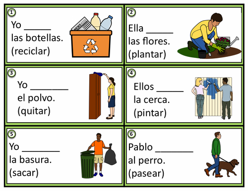 Spanish Chores Task Cards: 24 Tarjetas (Deberes / Quehaceres ...