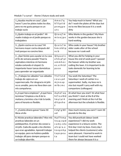 Rubric Module 7 a currar , theme 3 GCSE Spanish | Teaching Resources Rubric Module 7 a currar , theme 3 GCSE Spanish | Teaching Resources