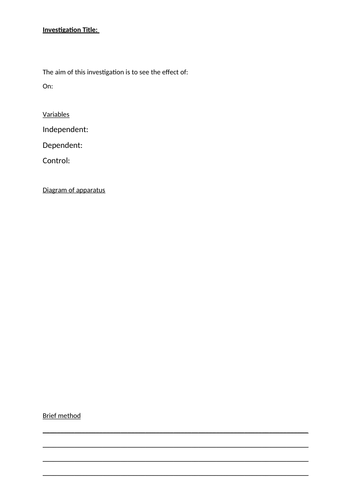 Experiment Write Up Template | Teaching Resources