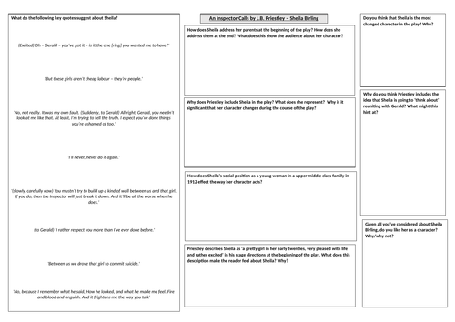 Sheila Birling - Character Investigation | Teaching Resources Sheila Birling - Character Investigation | Teaching Resources