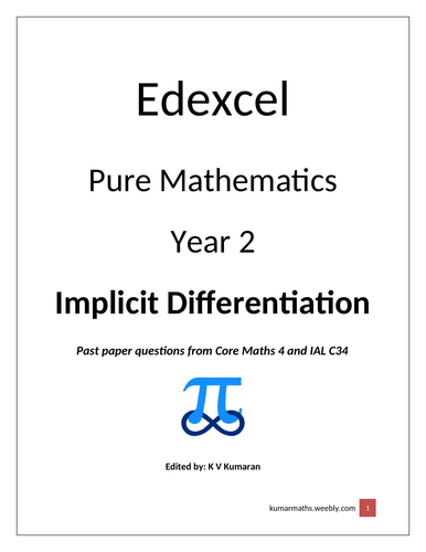 Pearson Edexcel Maths Year 2 Implicit Differentiation Past Paper ... Pearson Edexcel Maths Year 2 Implicit Differentiation Past Paper ...