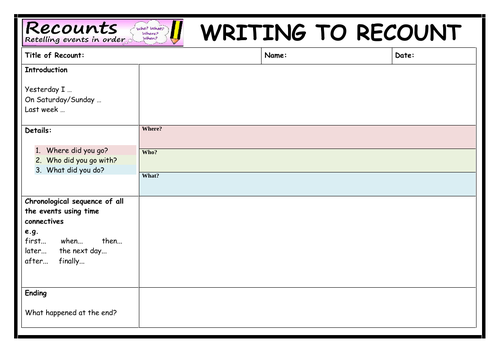 Writing to Recount - Writing Template | Teaching Resources