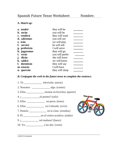 Spanish Future Tense Worksheet: El futuro (25 Questions) | Teaching ...