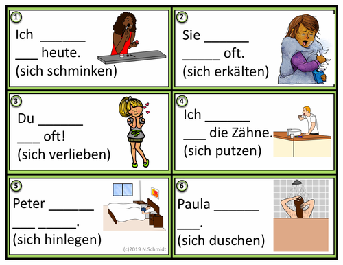 German Reflexive Verbs Task Cards: Reflexive Verben by ninatutor ...