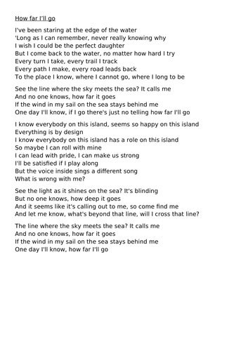 Moana How Far I'll Go Lyrics Hotsell | varsana.com