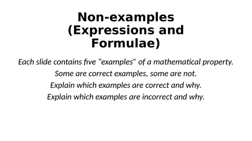 Non-Examples - Expressions and Formulae - Reasoning Tasks | Teaching ... Non-Examples - Expressions and Formulae - Reasoning Tasks | Teaching ...