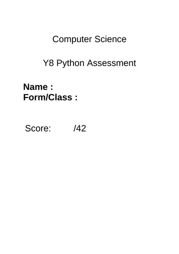 Introduction To Python Test Teaching Resources