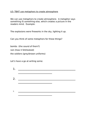 Metaphors WW1 | Teaching Resources