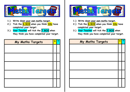 My Maths Targets - All Ages! | Teaching Resources