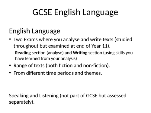 GCSE AQA ENGLISH LANGUAGE INTRODUCTION | Teaching Resources