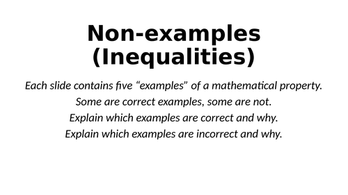 Non-Examples - Inequalities - Reasoning Tasks | Teaching Resources Non-Examples - Inequalities - Reasoning Tasks | Teaching Resources
