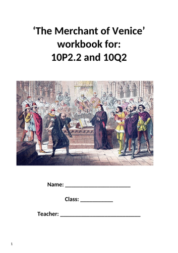 Merchant of Venice workbook | Teaching Resources