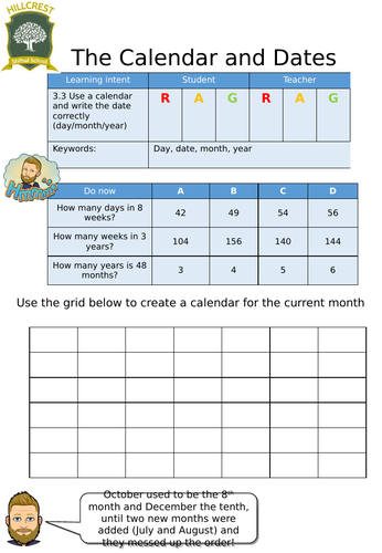 Using a Calendar- Entry Level Worksheet | Teaching Resources