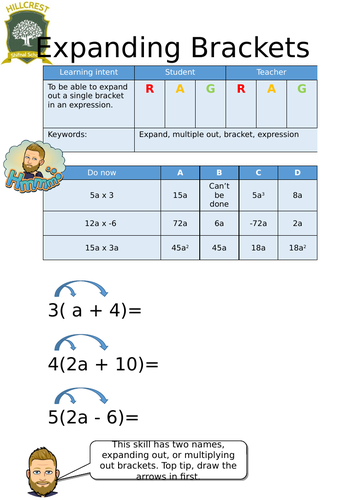 Expanding a single bracket worksheet | Teaching Resources Expanding a single bracket worksheet | Teaching Resources