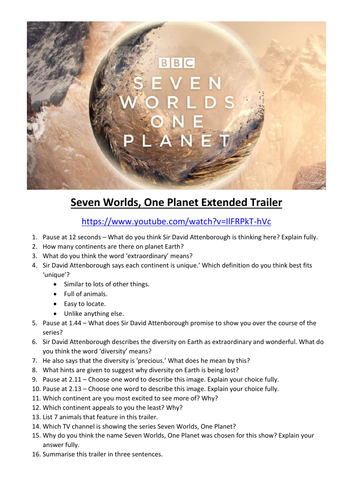 Set of 6 Whole Class Reading Comprehensions using David Attenborough's ...