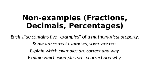 Non-Examples - Fractions, Decimals and Percentages - Reasoning Tasks ... Non-Examples - Fractions, Decimals and Percentages - Reasoning Tasks ...