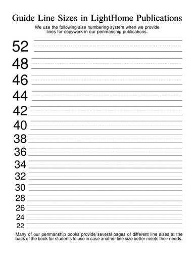 LightHome FREE Guide Line Size Sheet | Teaching Resources