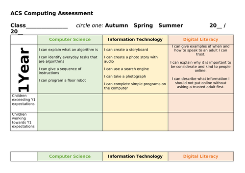 Computing Skills Progression/ Assessment Grid | Teaching Resources Computing Skills Progression/ Assessment Grid | Teaching Resources
