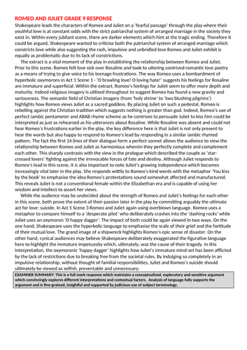 Grade 9 response about Romeo and Juliet's relationship. | Teaching ...