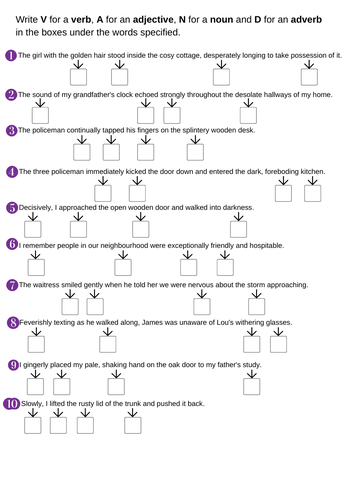 Identifying nouns, verbs, adjectives and adverbs 2 | Teaching Resources