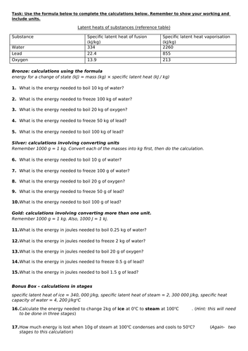 Latent heat lessons (GCSE AQA combined physics) | Teaching Resources