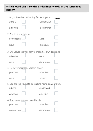 Identifying word classes | Teaching Resources