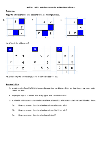 Multiplying 2 digit by 1 digit numbers | Teaching Resources