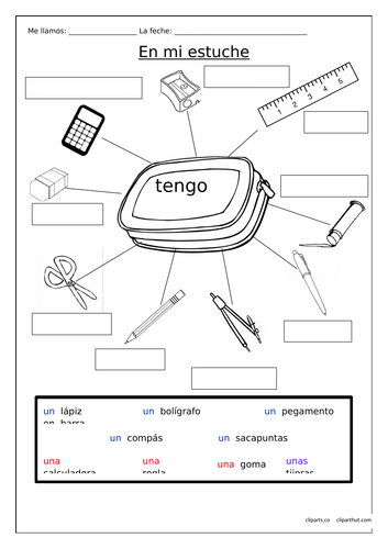 SPANISH - Pencil case items - EN MI ESTUCHE TENGO... | Teaching Resources