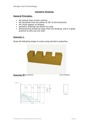 Wonderful DT Cover lesson - Isometric Drawing Notes and Lesson, no ...