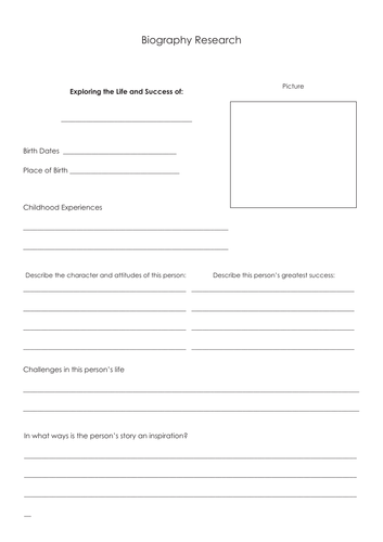 Biography Report Template | Teaching Resources