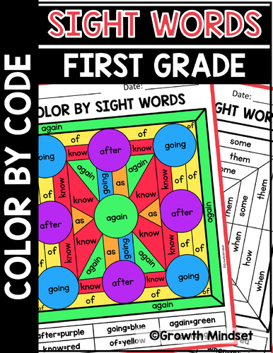 Color by Code Sight Words First Grade | Teaching Resources
