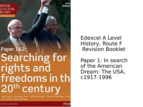 Edexcel A Level History, Route F, Revision Workbook - America ...