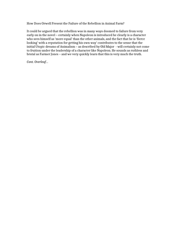 Animal Farm - Grade 9 Exemplar Essay | Teaching Resources