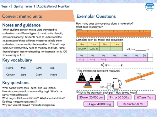 Metric Measures - Year 7 Maths Mastery | Teaching Resources