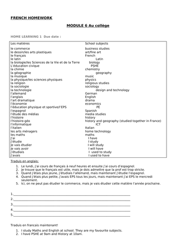 Homework Module 6 Au College Edexcel Teaching Resources