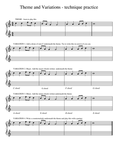 Theme and Variations technique practice | Teaching Resources